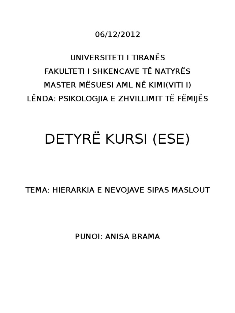Detyra e Psikologjise | PDF