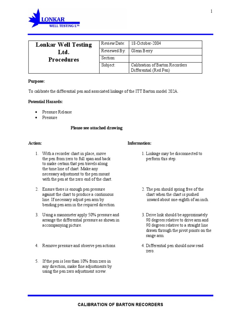 15 - Calibration of Diff Pen | PDF | Calibration | Pressure Measurement