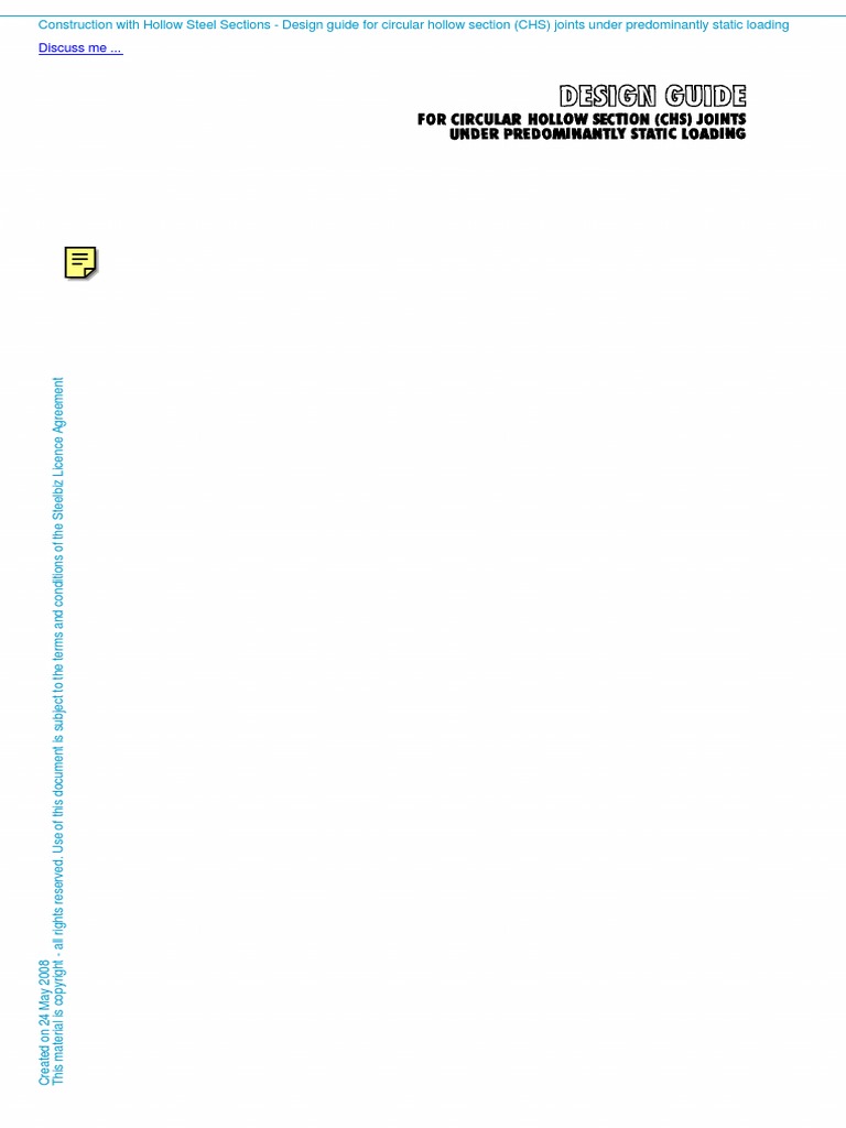CIDECT 1 - CHS Joint Under Static Loading PDF | PDF | Truss | Strength Of Materials