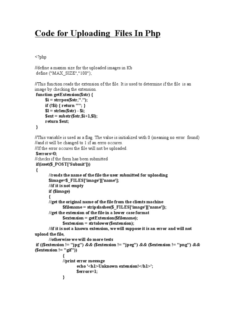 Code For Uploading Files In Php Pdf Business