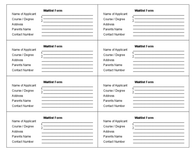 Waitlist Form Waitlist Form