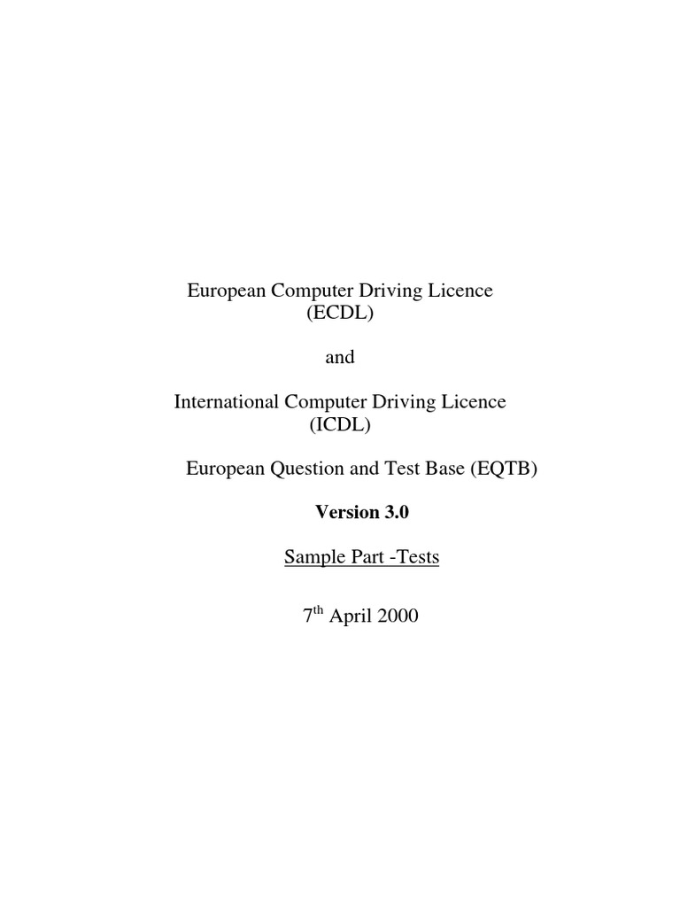 European Computer Driving Licence (ECDL) and International Computer ...
