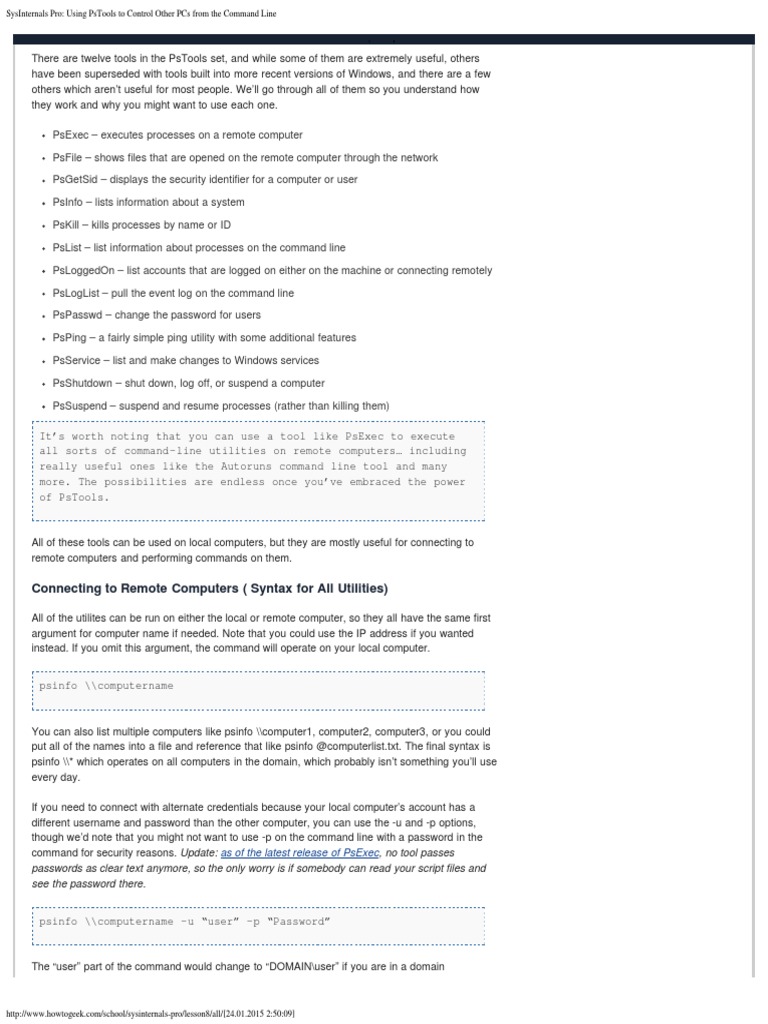 SysInternals Pro - Using PsTools To Control Other PCs From The Command ...