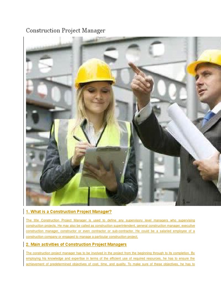 Construction Project Manager | PDF | Construction Management | Project ...