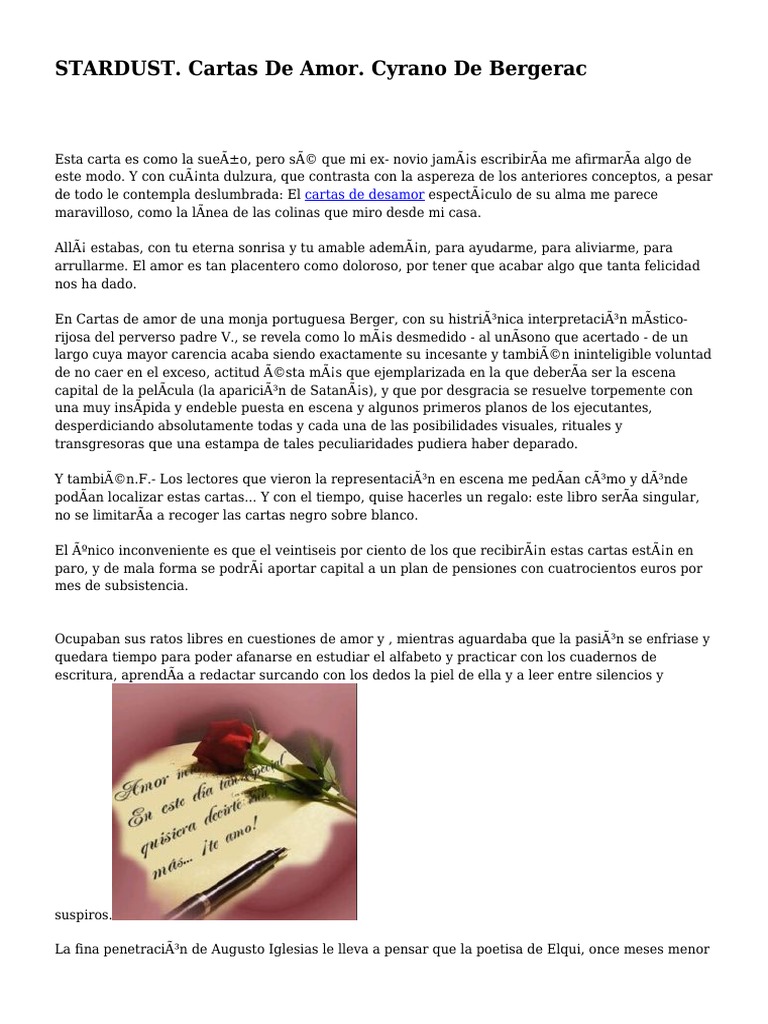 STARDUST. Cartas de Amor. Cyrano de Bergerac | PDF | Amor | Religión y creencia