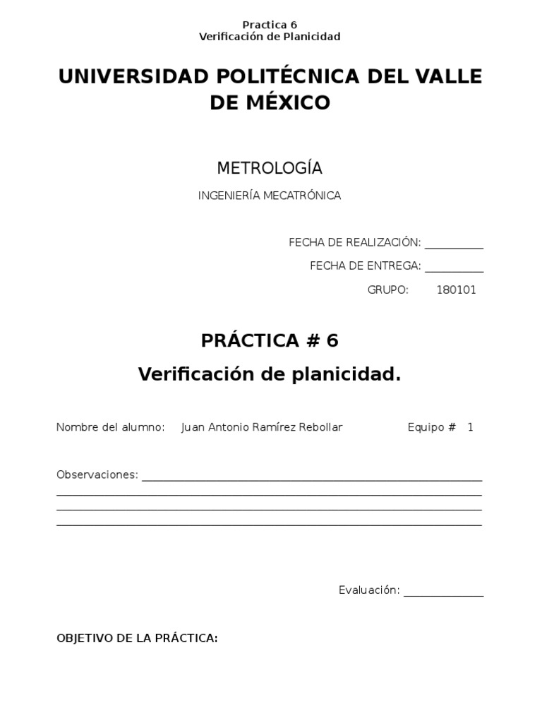Practica 6 de Metrologia | PDF | Metrología | Medición