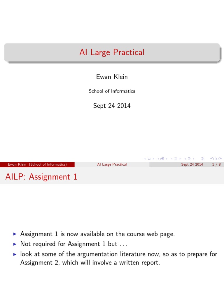 AI Large Practical: Ewan Klein | PDF | Argument | Computer Science