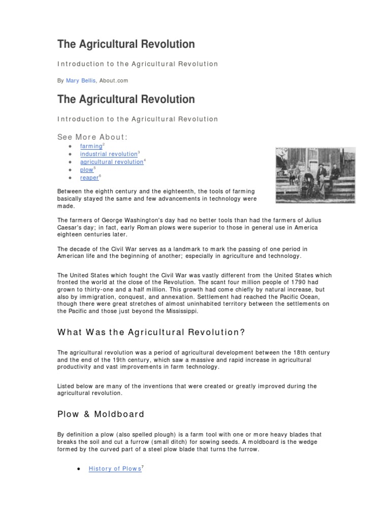 Overview of the Agricultural Revolution | PDF | Plough | Land Management