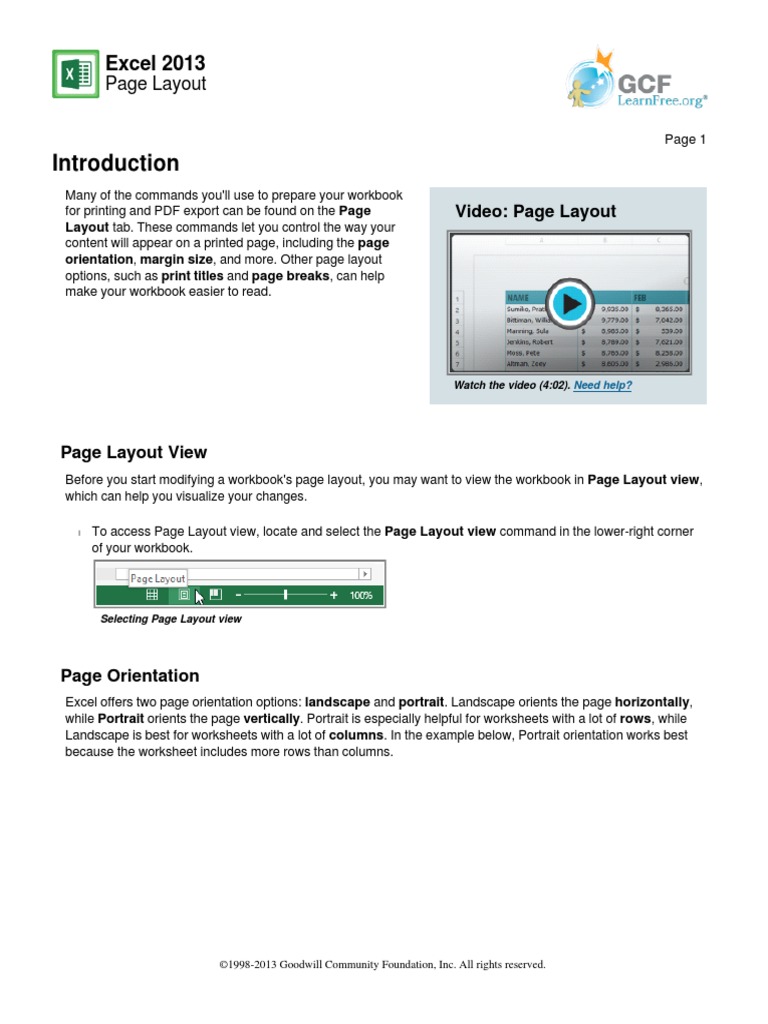 Lesson 11 Page Layout | PDF | Page Layout | Microsoft Excel