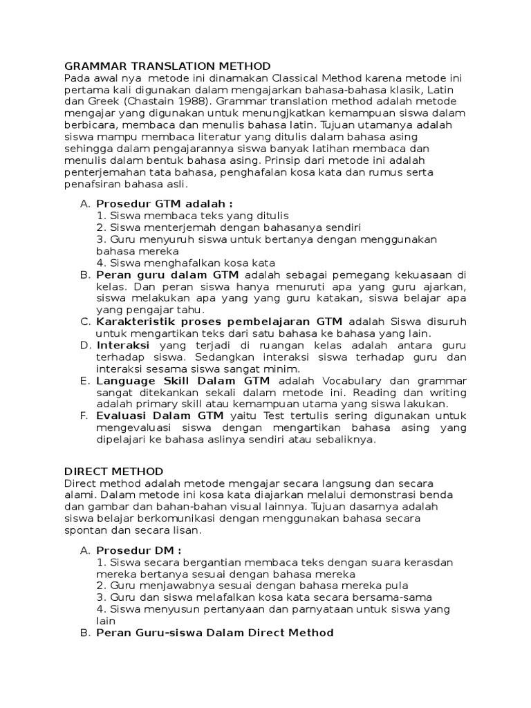 Grammar Translation Method | PDF