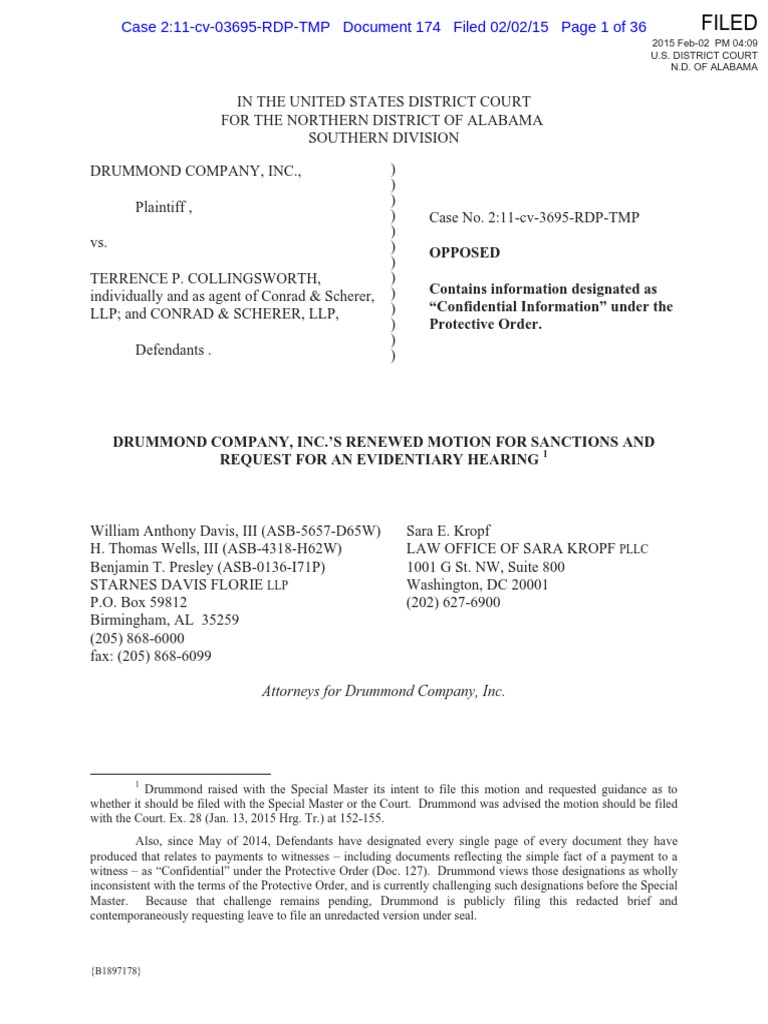 Drummond V Collingsworth (REDACTED) Motion For Sanctions | PDF | Discovery (Law) | Contempt Of Court