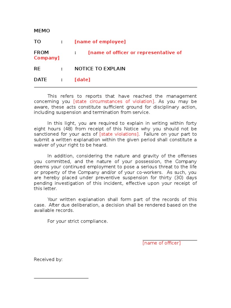 Notice to Explain with Suspension | PDF | Government | Justice