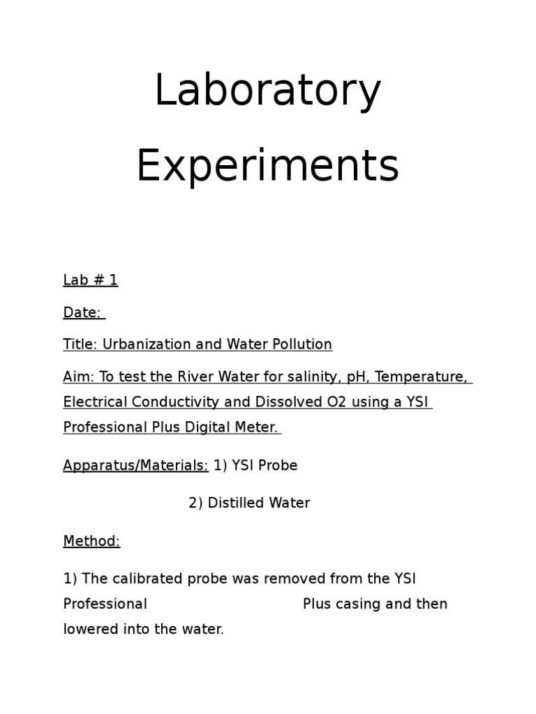Laboratory Experiments For A Waft | PDF | Salinity | Water Pollution