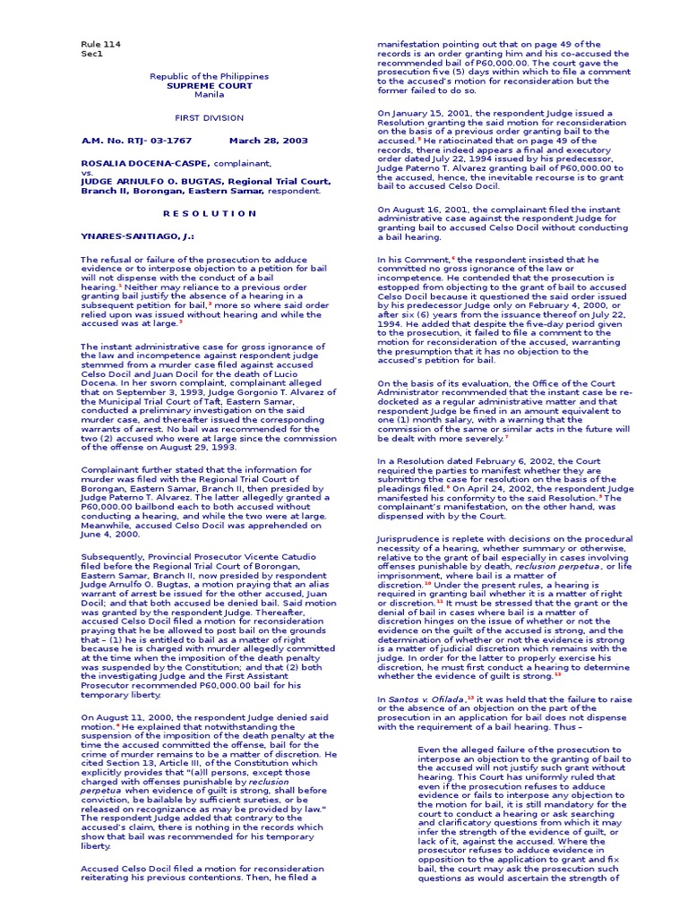 Bail Cases | PDF | Bail | Prosecutor