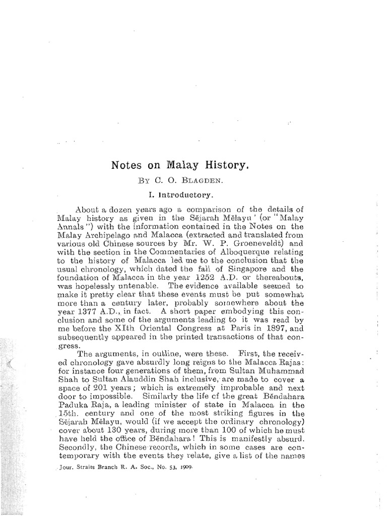 Notes On Malay History | Download Free PDF | Languages