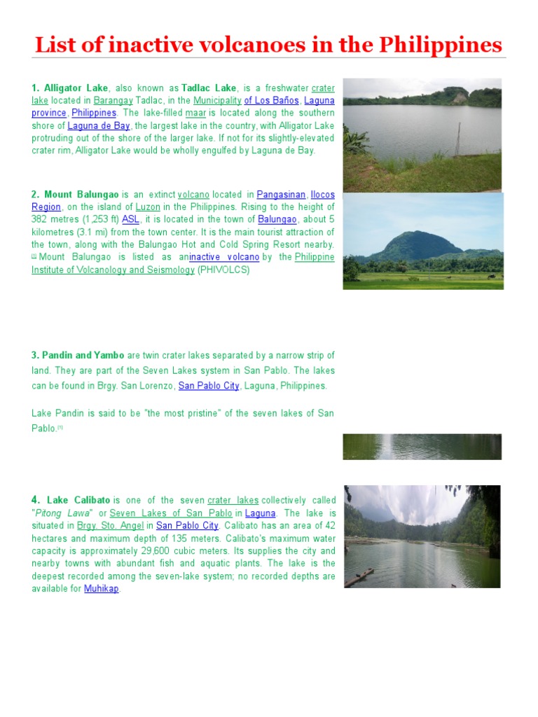List of Inactive Volcanoes in The Philippines1 | PDF | Earth Sciences ...
