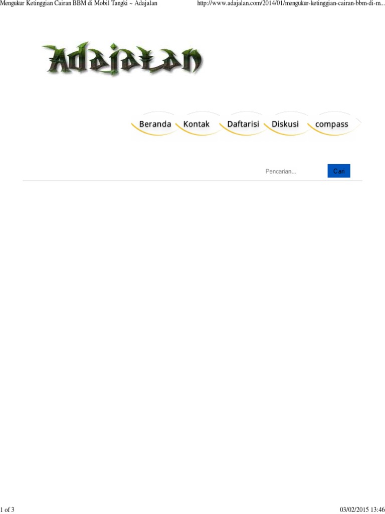 Mengukur Ketinggian Cairan BBM Di Mobil Tangki Adajalan | PDF