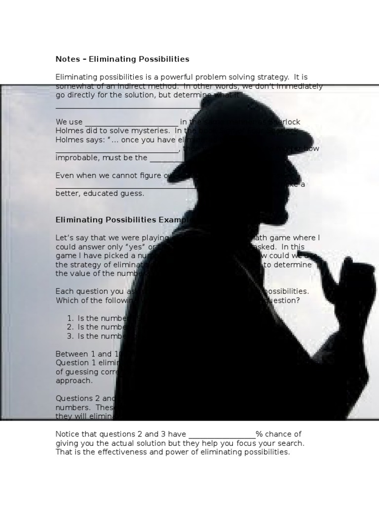Eliminating Possibilities: A Problem Solving Strategy for Determining ...