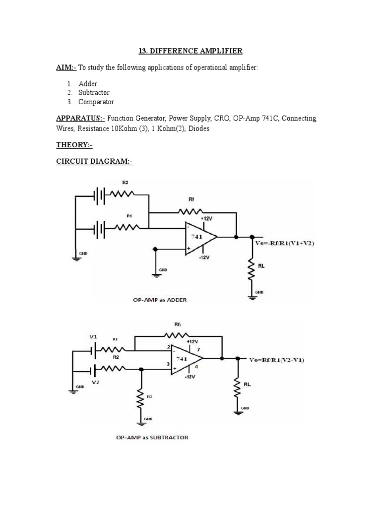 Adder 2. Subtractor 3. Comparator | PDF