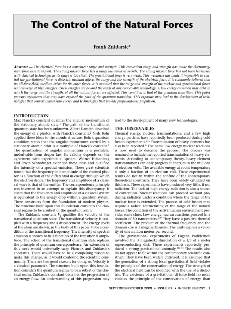 Control of The Natural Forces | PDF | Quantum Mechanics | Photon