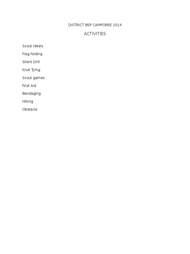 Activities: District BSP Camporee 2014 | PDF