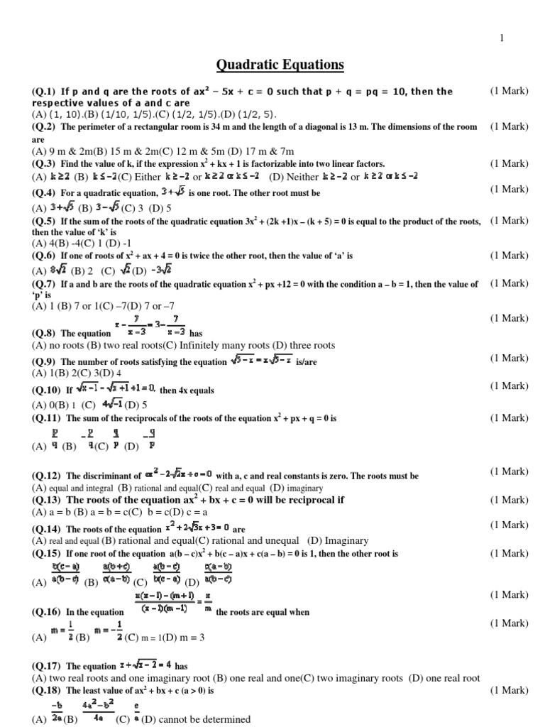 Quadritic Equation | PDF | Quadratic Equation | Equations