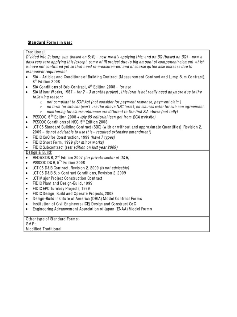 Overview of Standard Construction Forms | PDF | Technology & Engineering