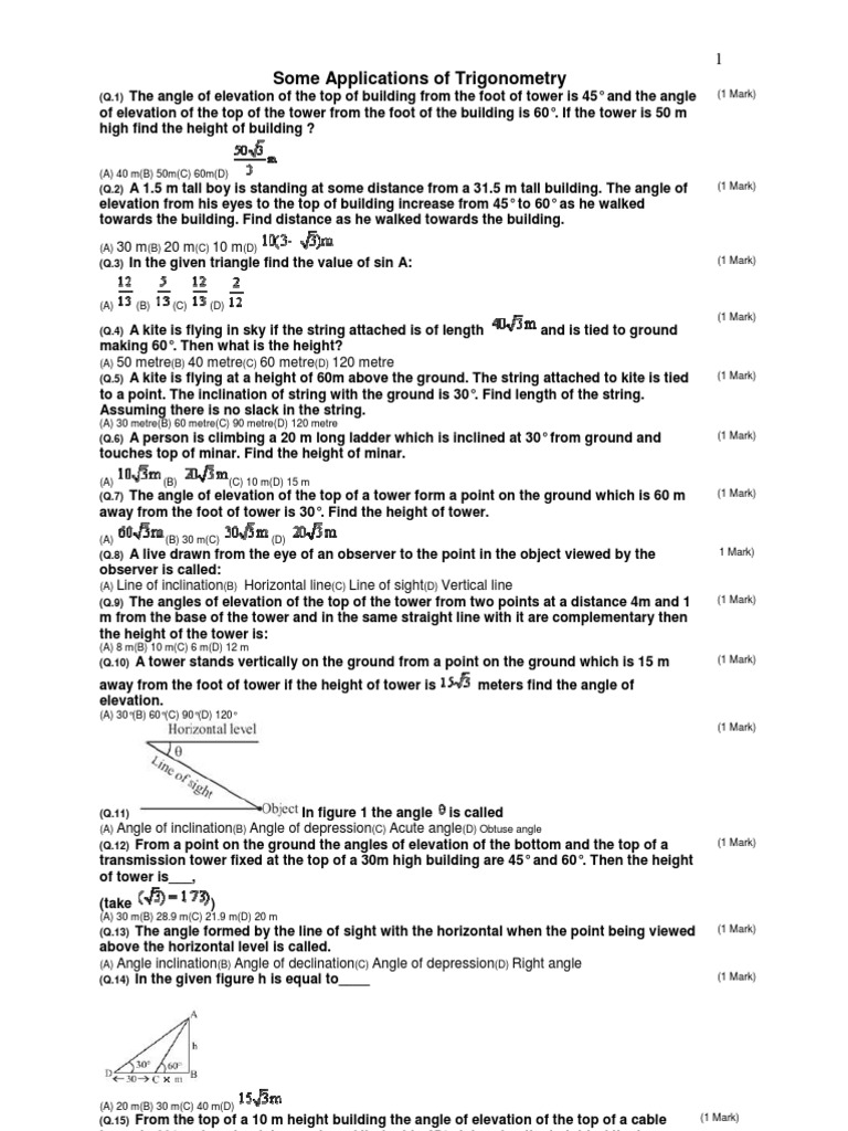 Some Applications of Trigonometry | PDF | Angle | Perpendicular