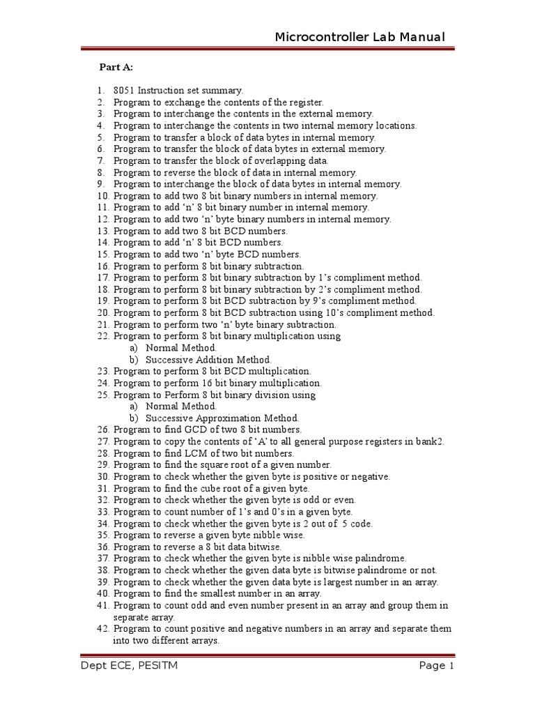 Microcontroller Lab Manual | PDF | Binary Coded Decimal | Bit Microcontroller Lab Manual | PDF | Binary Coded Decimal | Bit