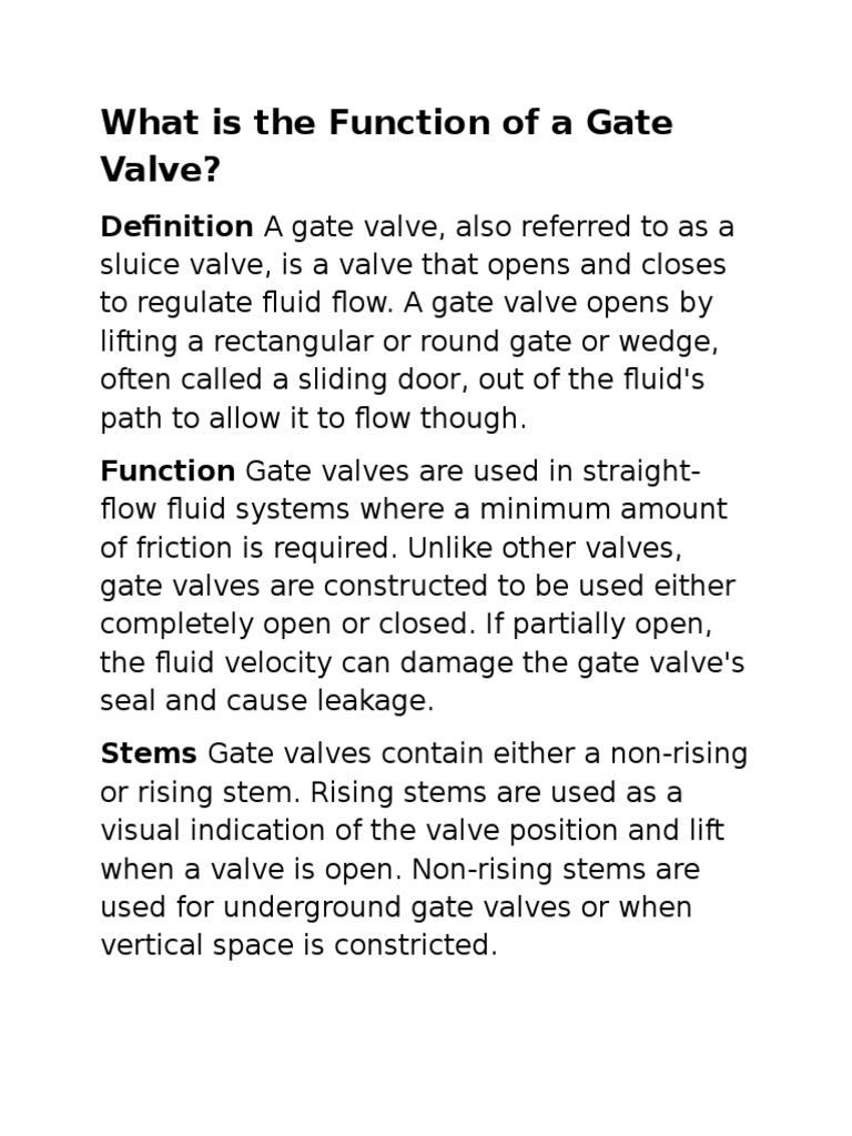 Gate Valve Basics for Engineers | PDF