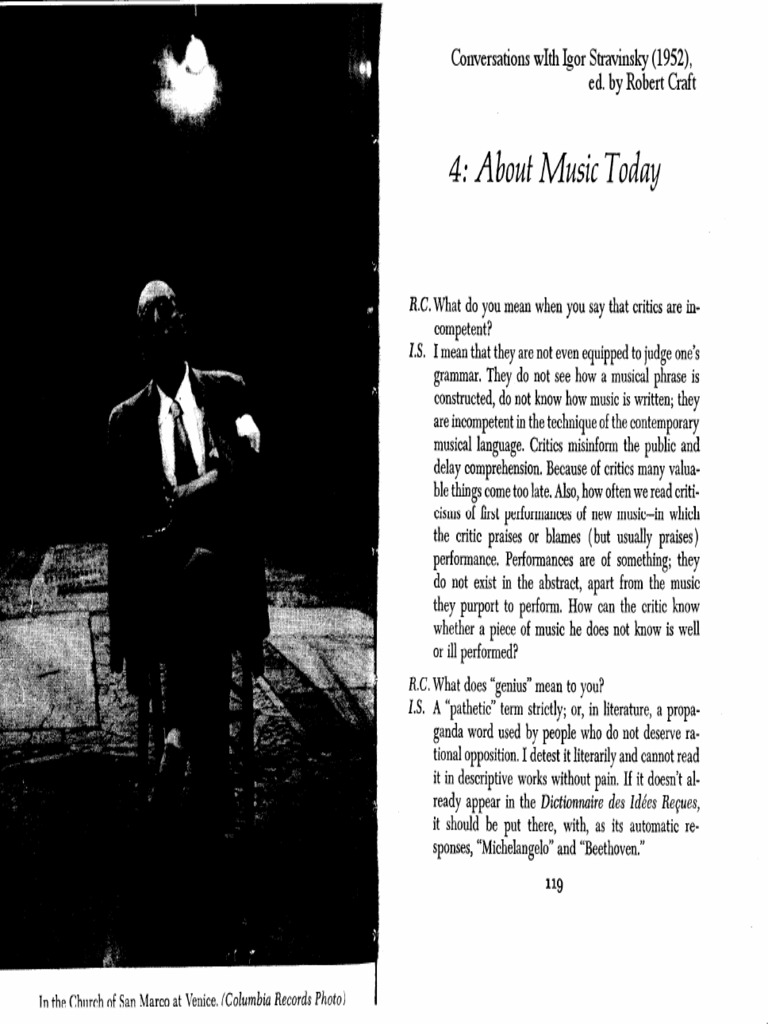 Conversations With Igor Stravinsky (1952), Ed. by Robert Craft | PDF
