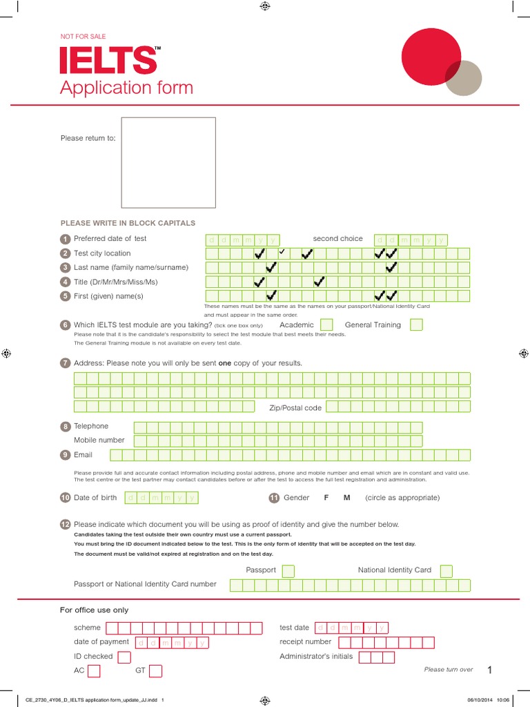 Ielts Application Form | PDF | International English Language Testing ...