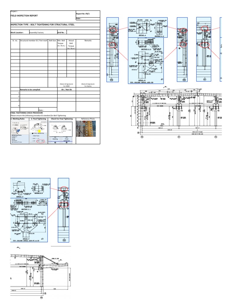Bolt Tightening Inspection Format | PDF | Nut (Hardware) | Screw