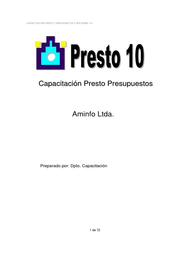 Manual Programa PRESTO 10 Mediciones y Presupuestos de Obras | PDF ...