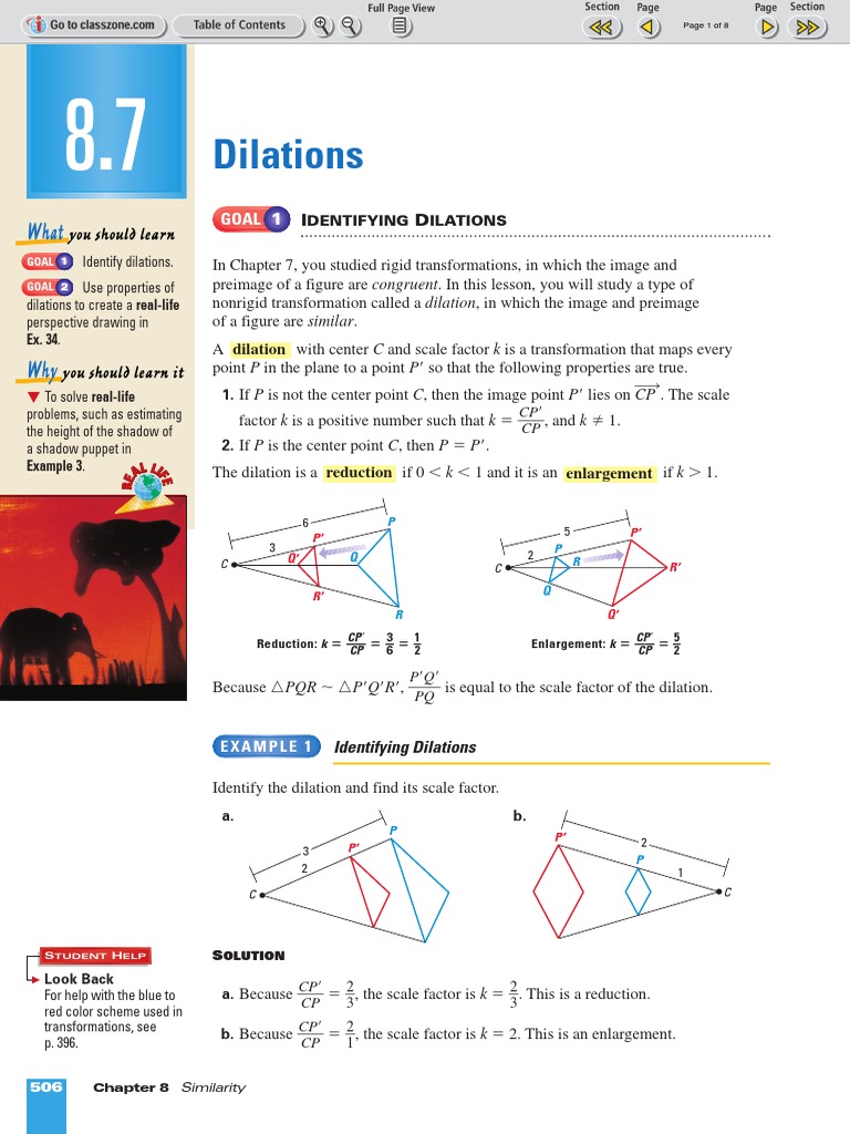 ML Geometry 8-7 Dilations | PDF | Triangle | Mathematical Objects