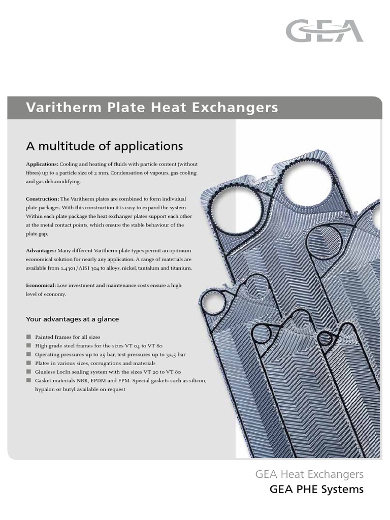 GEA PHE Varitherm en | PDF | Heat Exchanger | Stainless Steel