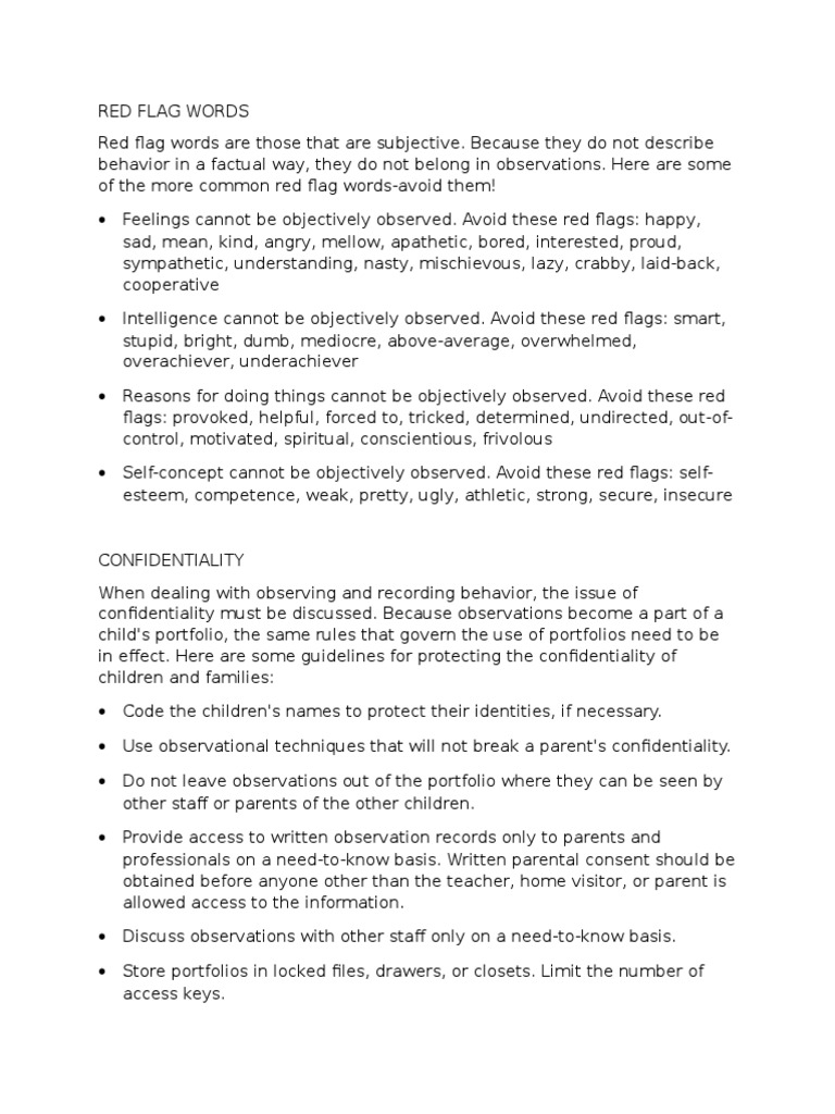 Red Flag Words | PDF | Behavior Modification | Cognitive Science