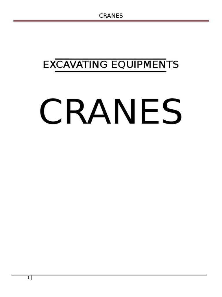 Cranes: Excavating Equipments | PDF | Crane (Machine) | Civil Engineering