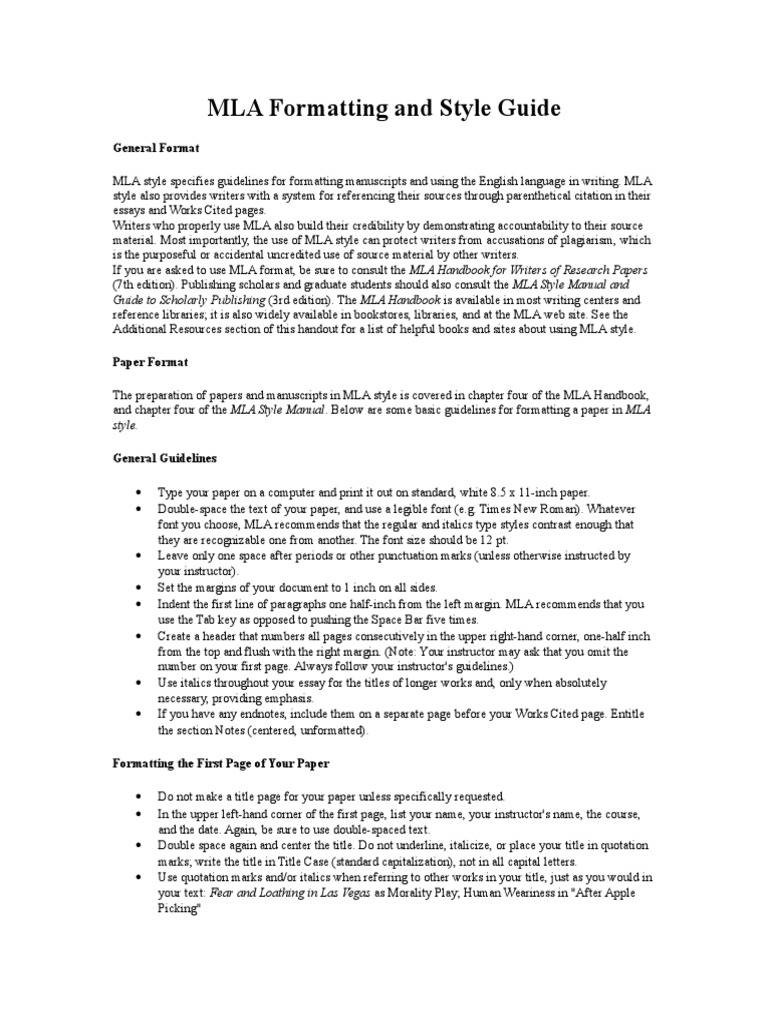 Mla Formatting and Style Guide | PDF | Citation | Typography