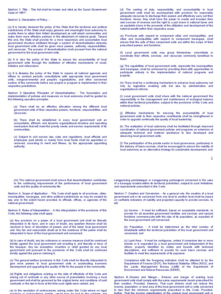 Local Government Code Book 1 | PDF | Eminent Domain | Local Government