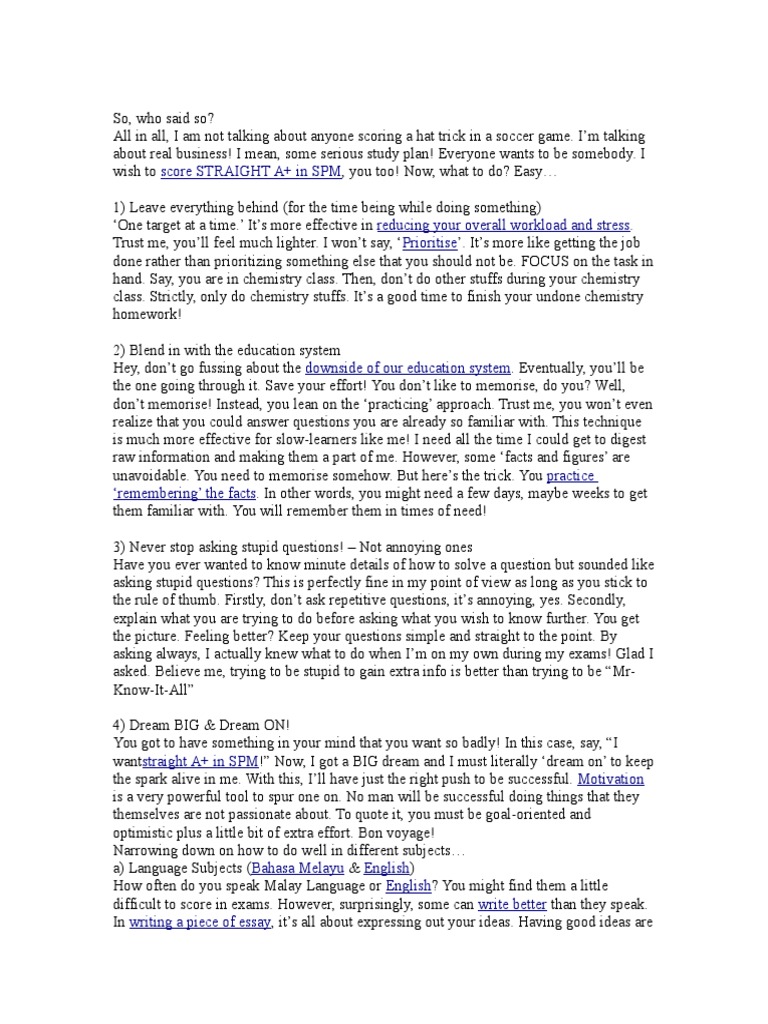 Score STRAIGHT A+ in SPM | PDF | Reading Comprehension | Science