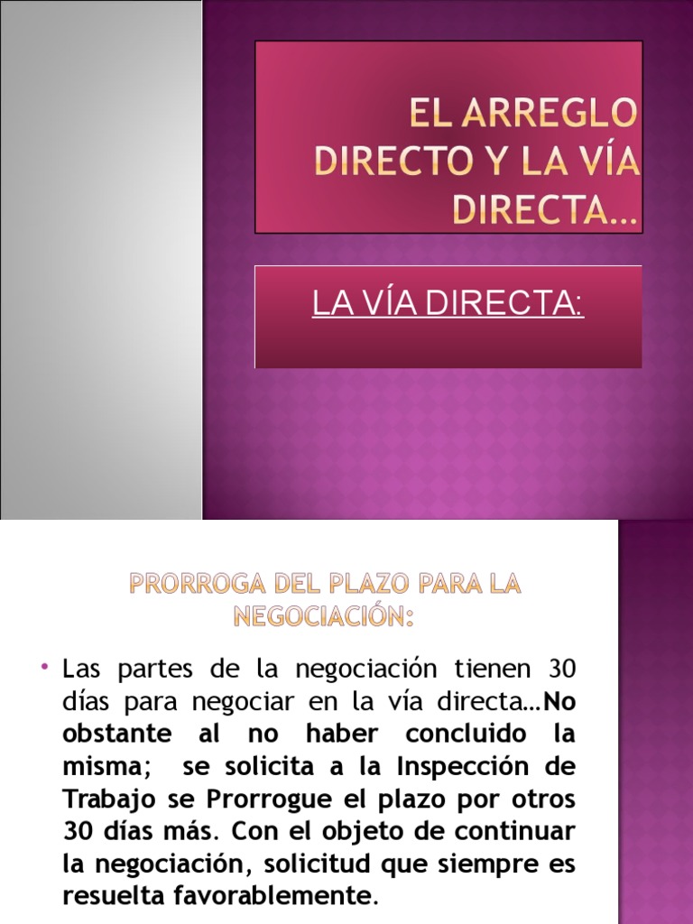 El Arreglo Directo y La Vía Directa | Derecho laboral | Negociación
