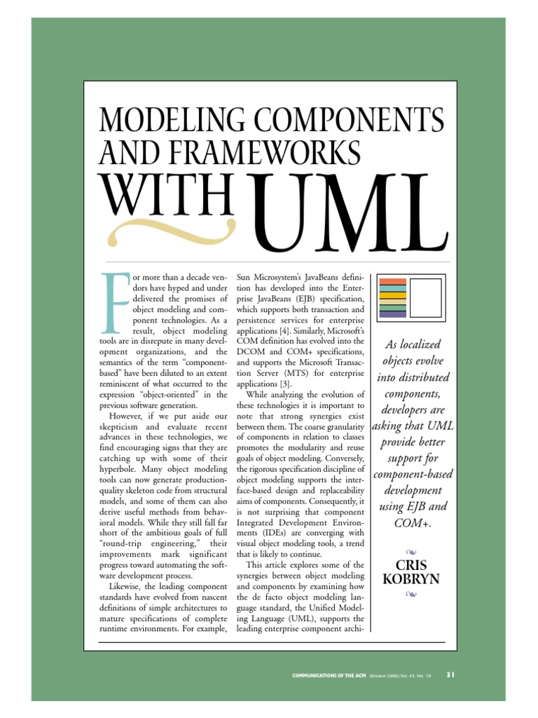 Modeling Components and Frameworks: Cris Kobryn | PDF | Component Based Software Engineering ...