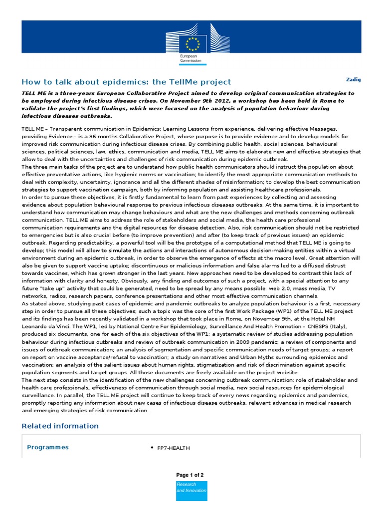 How To Talk About Epidemics The Tellme Project Pdf Public Health