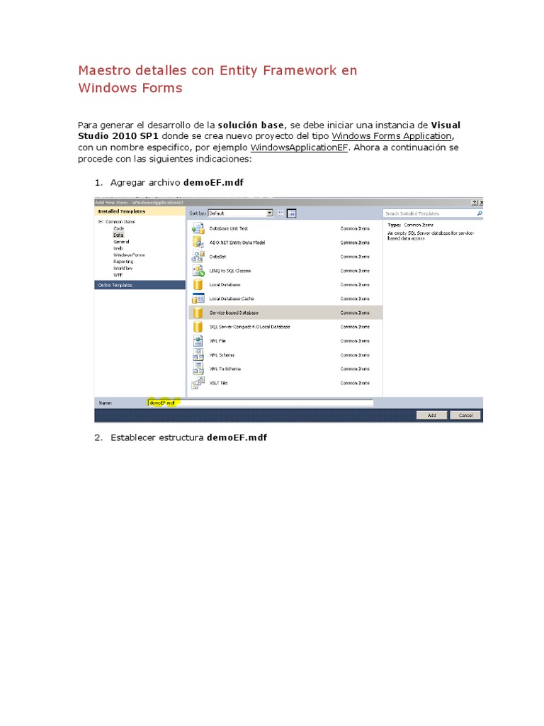 Guía Entity Framework en WinForms | PDF