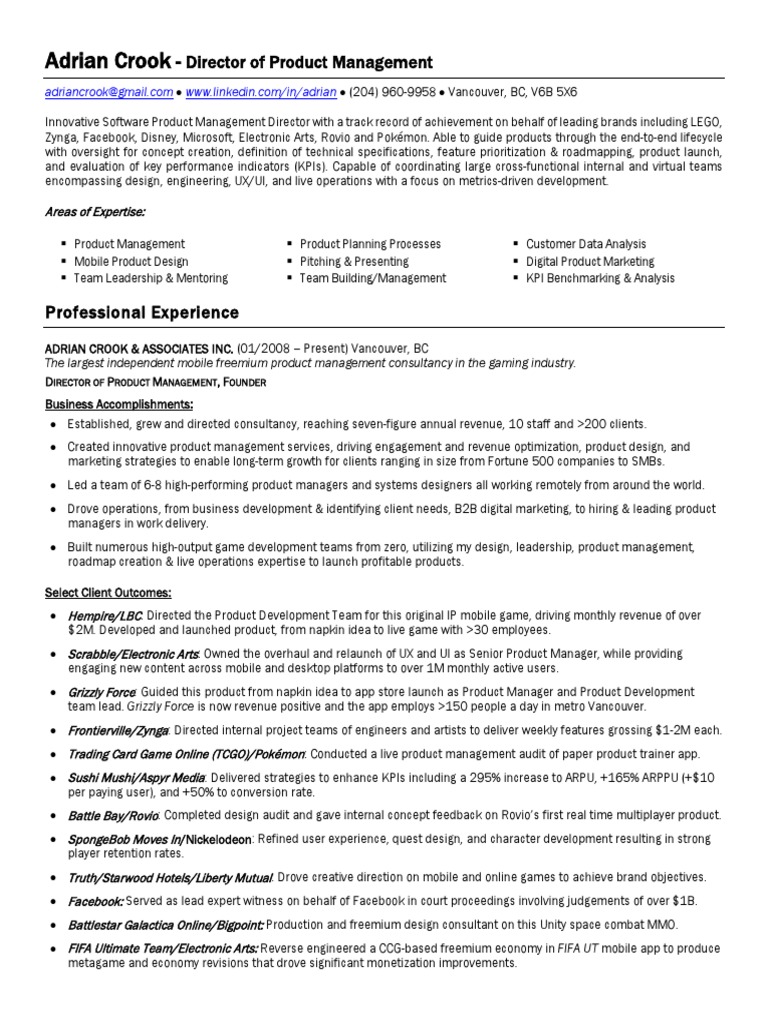 Adrian Crook: Product Management Expert | PDF | Xbox 360 | Video Games
