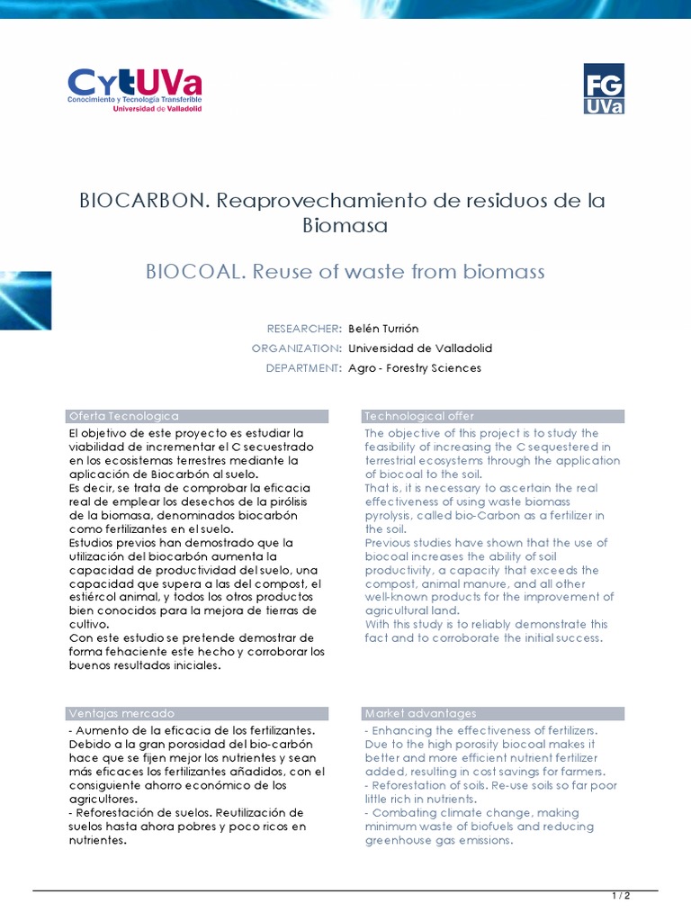 BIOCARBON | PDF | Ecología | Materiales naturales