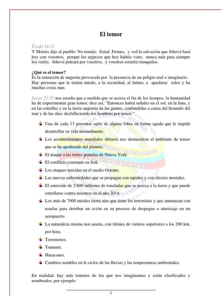 Éxodo 14,13 Y Moisés Dijo Al Pueblo | PDF | Temor | Ciclones tropicales