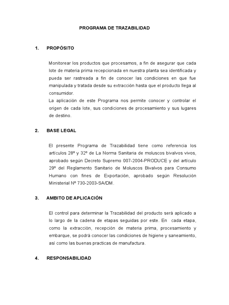 Programa de Trazabilidad | PDF | Calidad (comercial) | Business