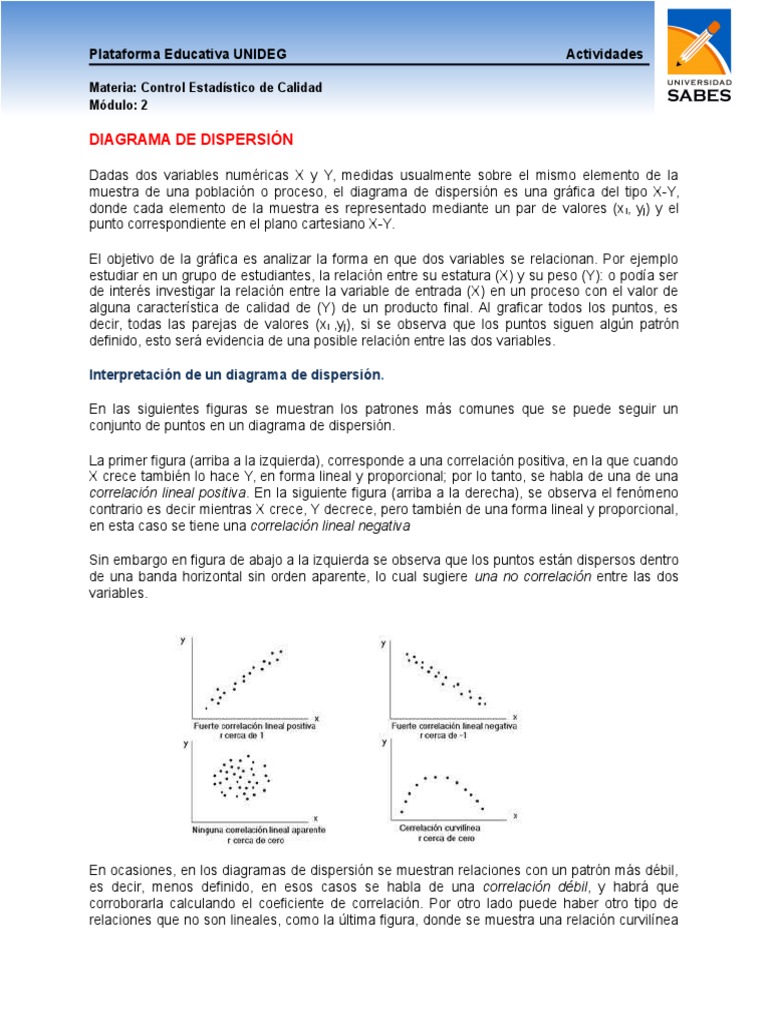 Diagrama de Dispersión en Estadística | PDF | Dispersión estadística ...